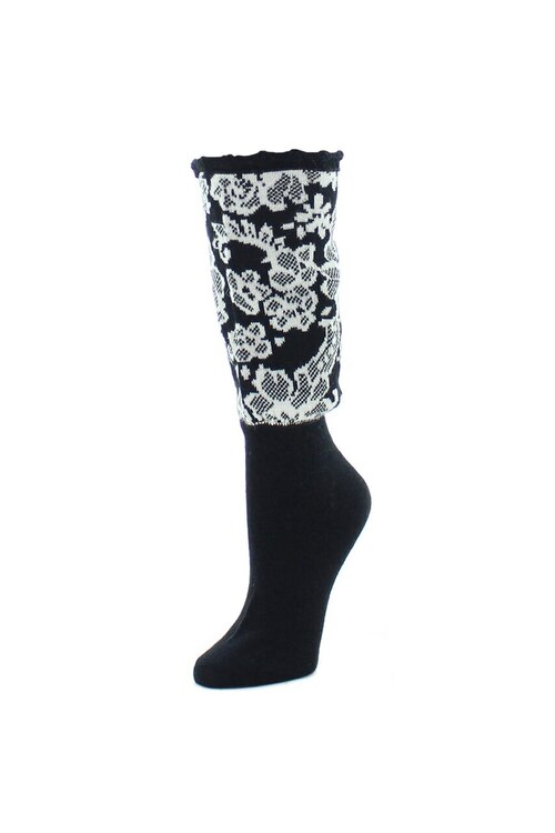 Buy Damask Boot Topper Crew Socks in Dk Gray Heather Online | NATORI