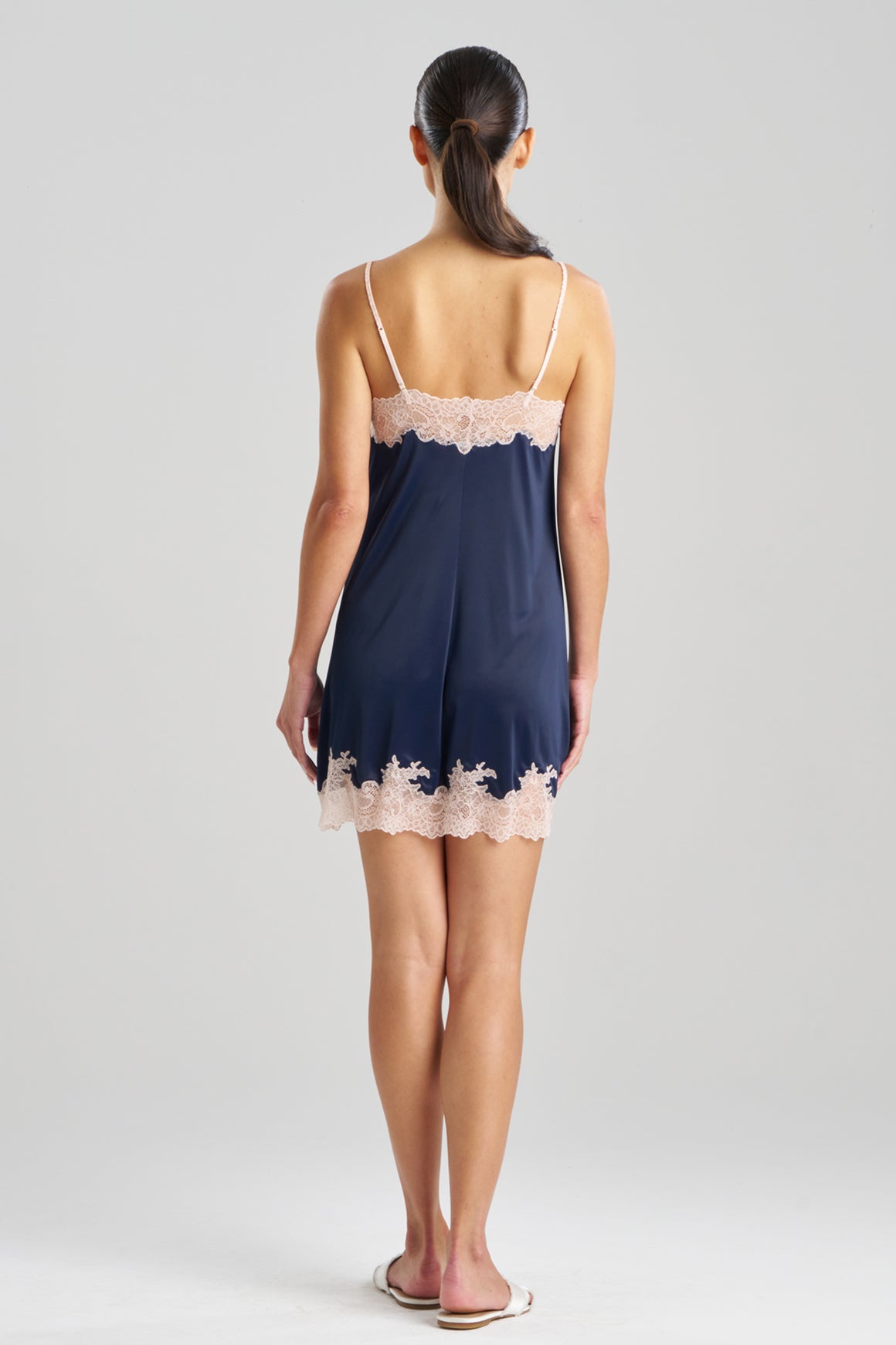 Buy Enchant Lace Trim Chemise in Night Blue/ Rose Online | NATORI