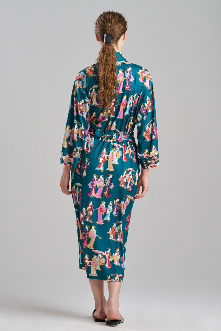 Buy Geisha Cozy Knit Robe in Green Multi Online | NATORI