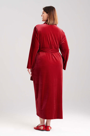 Buy Natalie Velvet Robe in Brocade Red Online | NATORI
