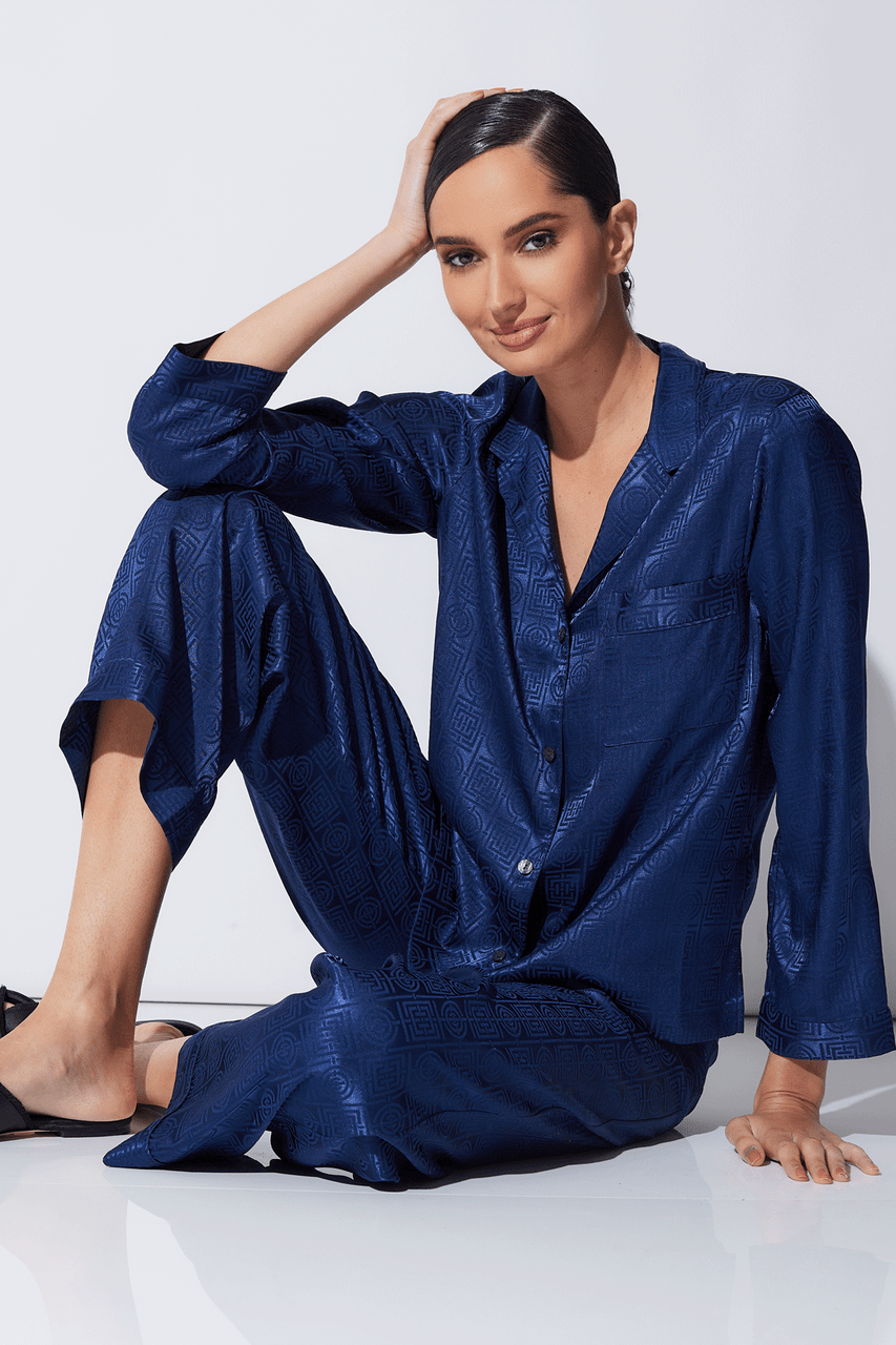 Buy Infinity Jacquard PJ in Midnight Heather Navy Online | NATORI