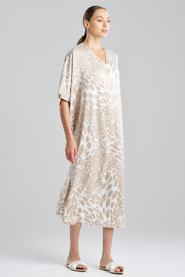 Buy Luxe Leopard Zip Caftan in Sand Taupe Online | NATORI