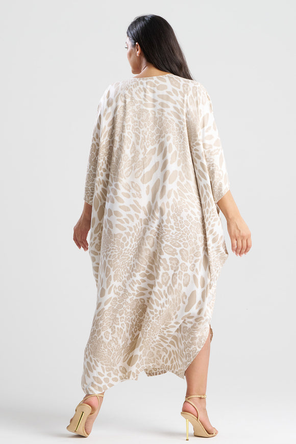 Buy Luxe Leopard Zip Caftan in Sand Taupe Online | NATORI