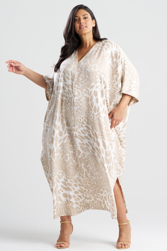 Buy Luxe Leopard Zip Caftan in Sand Taupe Online | NATORI