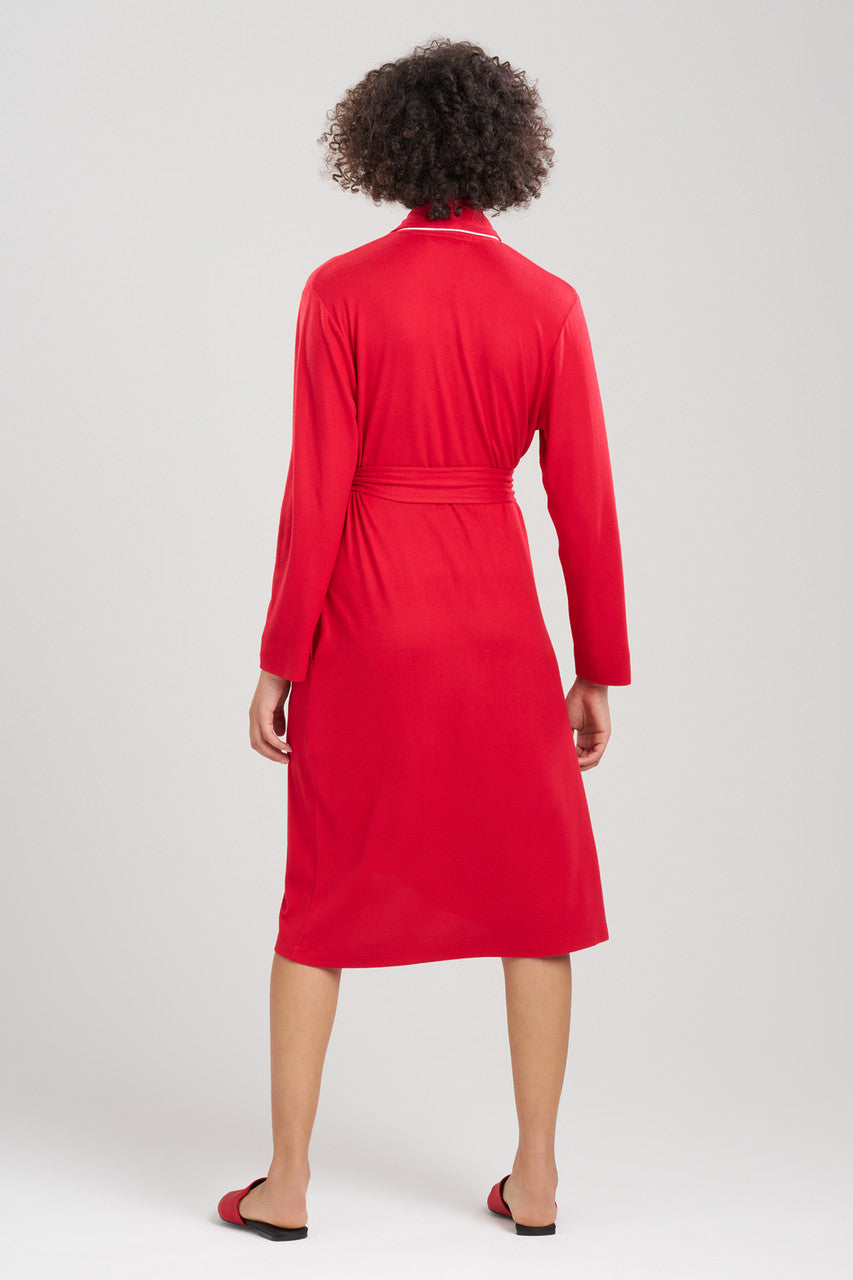 Buy Oasis Piped Collar Robe in Brocade Red Online | NATORI