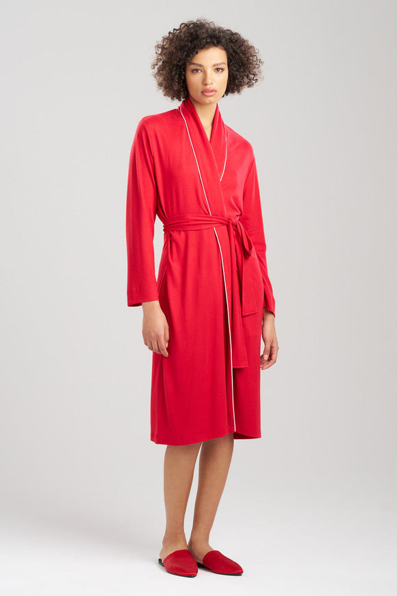 Buy Oasis Piped Collar Robe in Brocade Red Online | NATORI