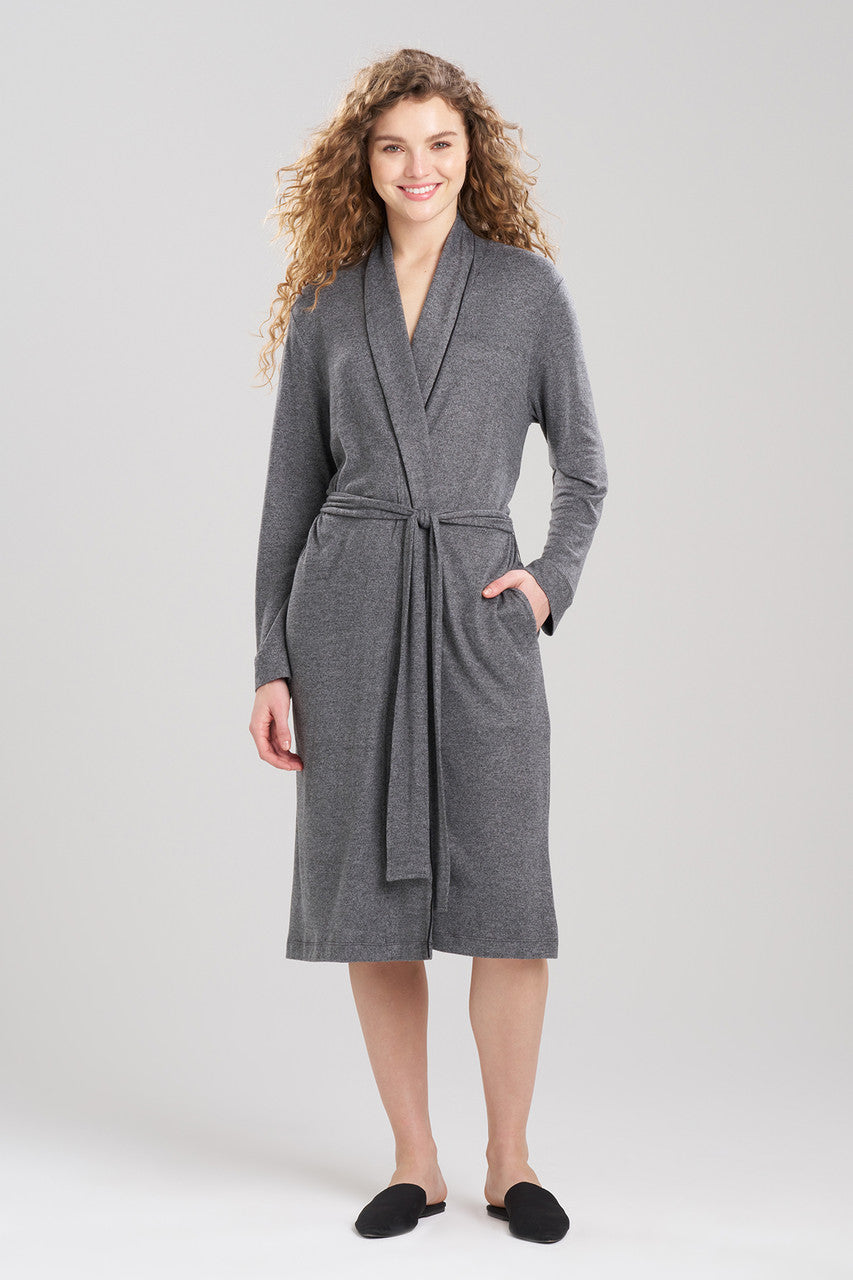 Buy Oasis Piped Collar Robe in Charcoal Online | NATORI