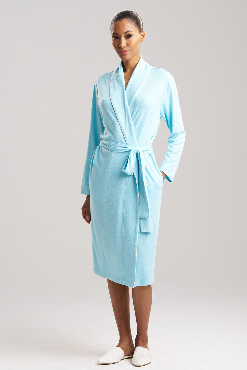 Buy Oasis Piped Collar Robe in Heather Aruba Blue Online | NATORI