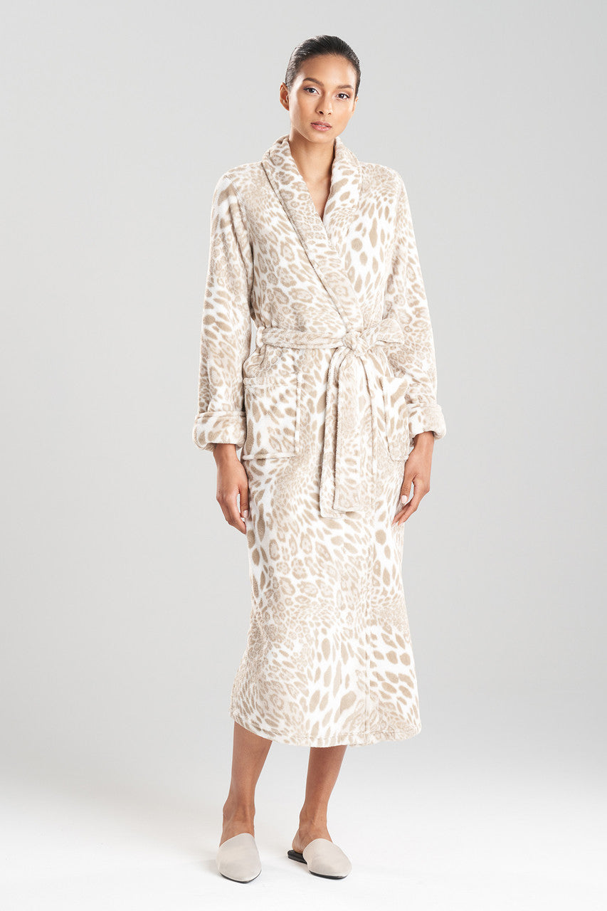 Buy Plush Leopard Robe in Sand Taupe Online | NATORI