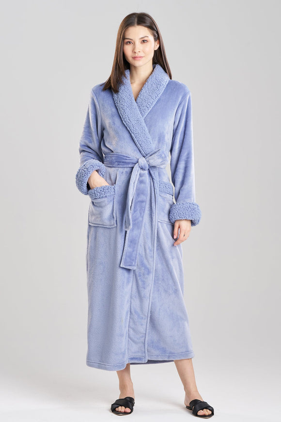 Buy Plush Sherpa Robe in Ocean Storm Online | NATORI