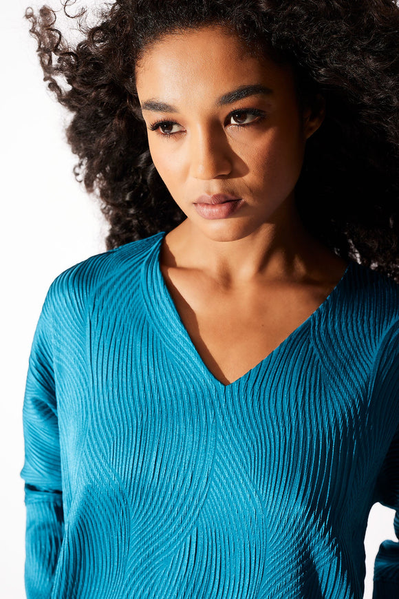 Buy Scroll Jacquard Wedge Dress in Teal Online | NATORI