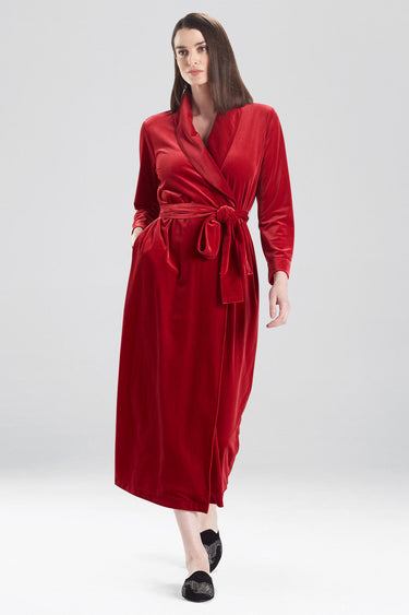 Buy Natalie Velvet Robe in Brocade Red Online | NATORI