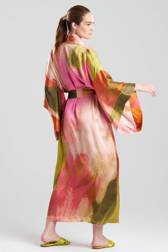 Brushstroke Drop Sleeve Silk Robe