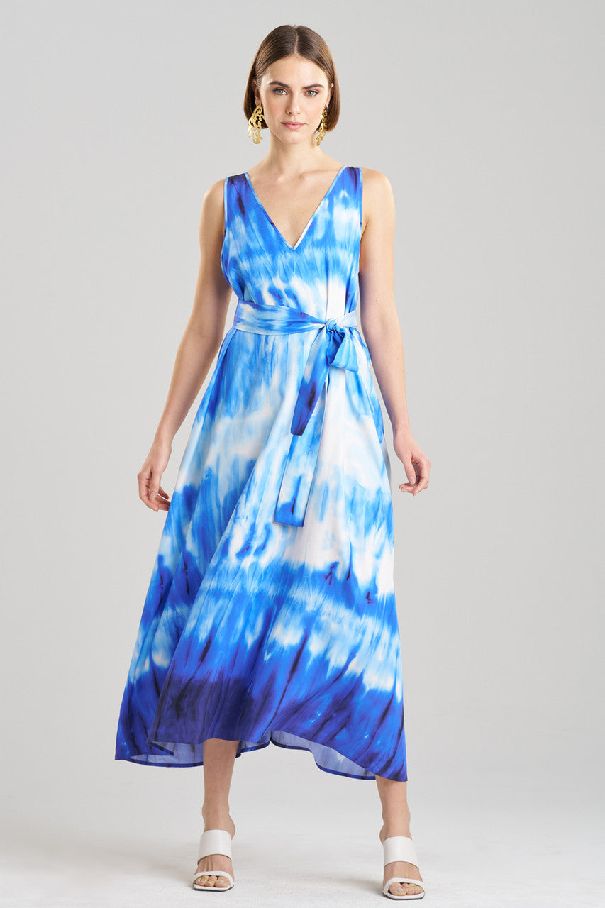 Buy Santorini Printed Cotton Silk Trapeze Tank Dress in Majorelle ...