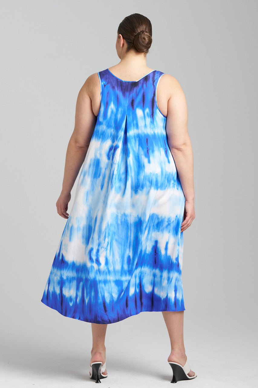 Buy Santorini Printed Cotton Silk Trapeze Tank Dress in Majorelle ...