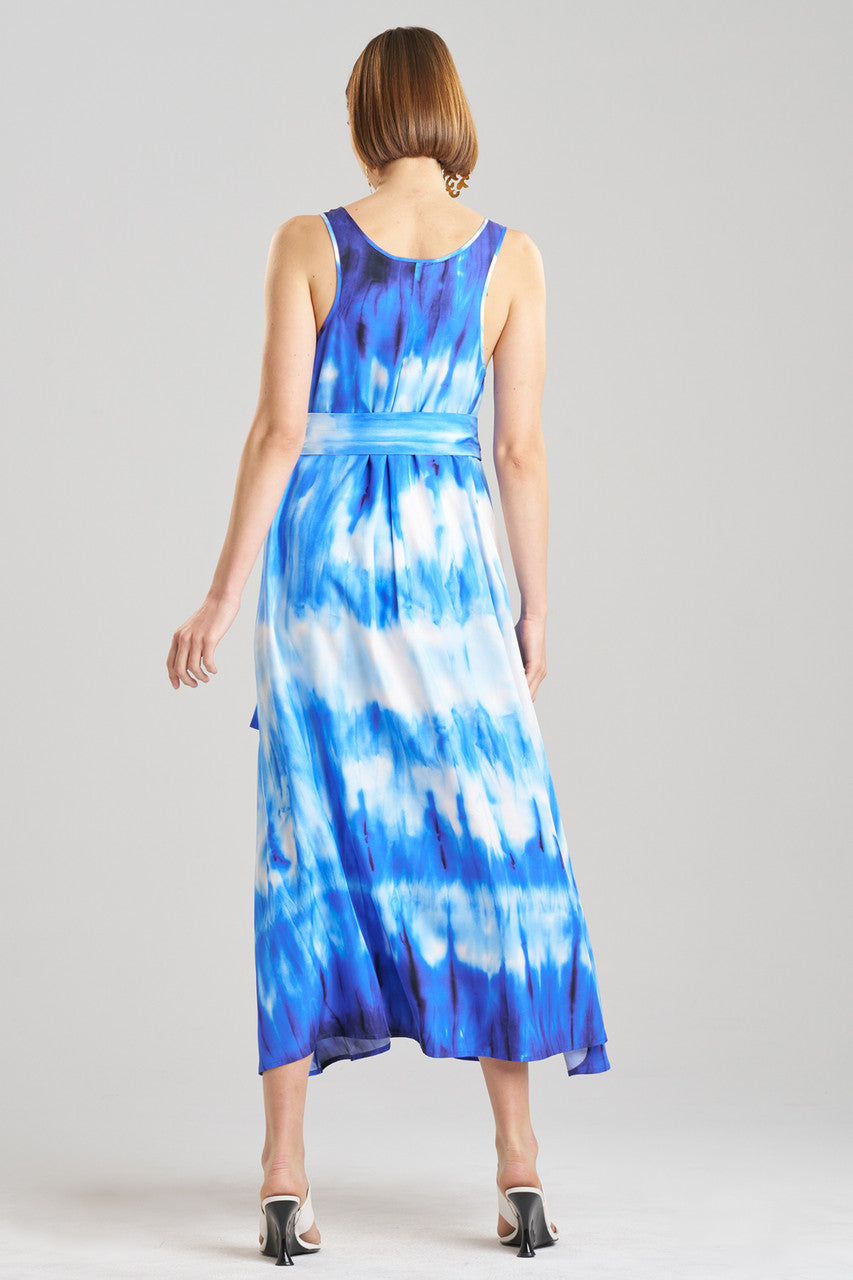 Buy Santorini Printed Cotton Silk Trapeze Tank Dress in Majorelle ...
