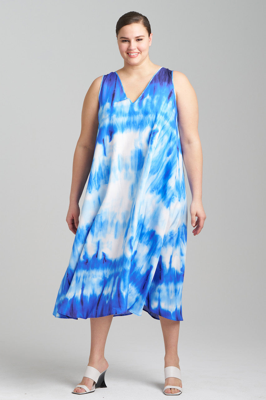 Buy Santorini Printed Cotton Silk Trapeze Tank Dress in Majorelle ...