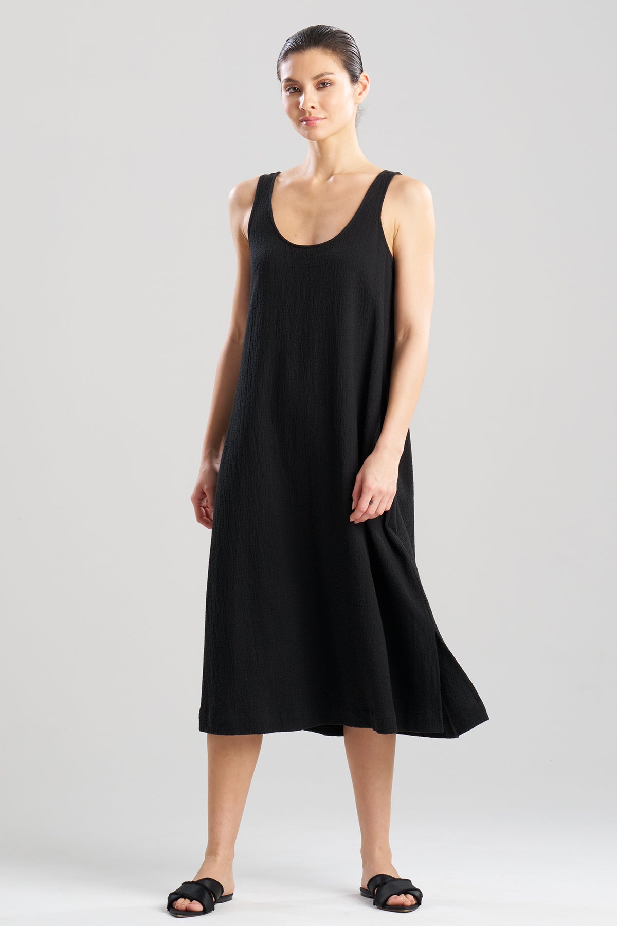 Buy Onsen Cotton Tank Slip Dress in Black Online | NATORI