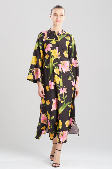 Solene Matte Charmeuse Mandarin Zip Caftan