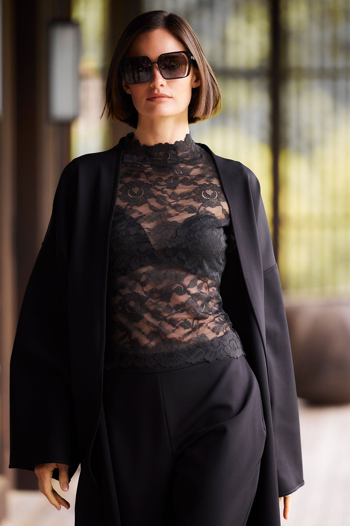 Techno Crepe Trapeze Coat